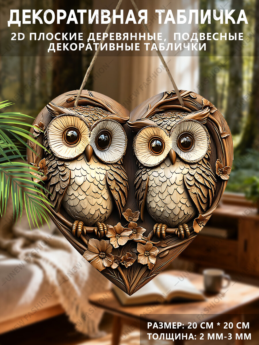 Деревянная подвесная доска с 2D печатью 20х20 см для дома и сада