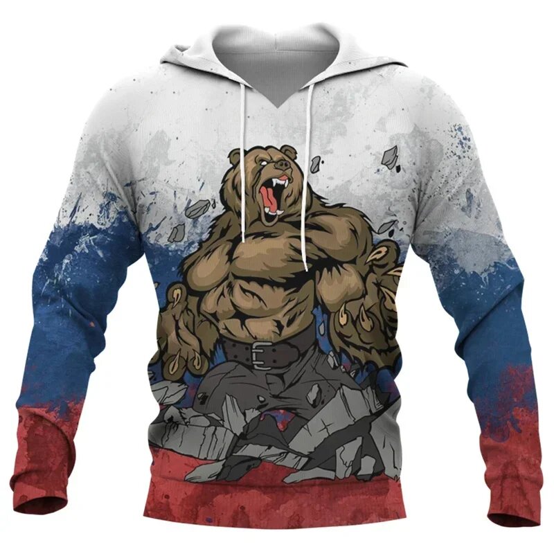 Толстовка с 3D принтом медведя, Россия, 4XL, DH87CJR21Q8