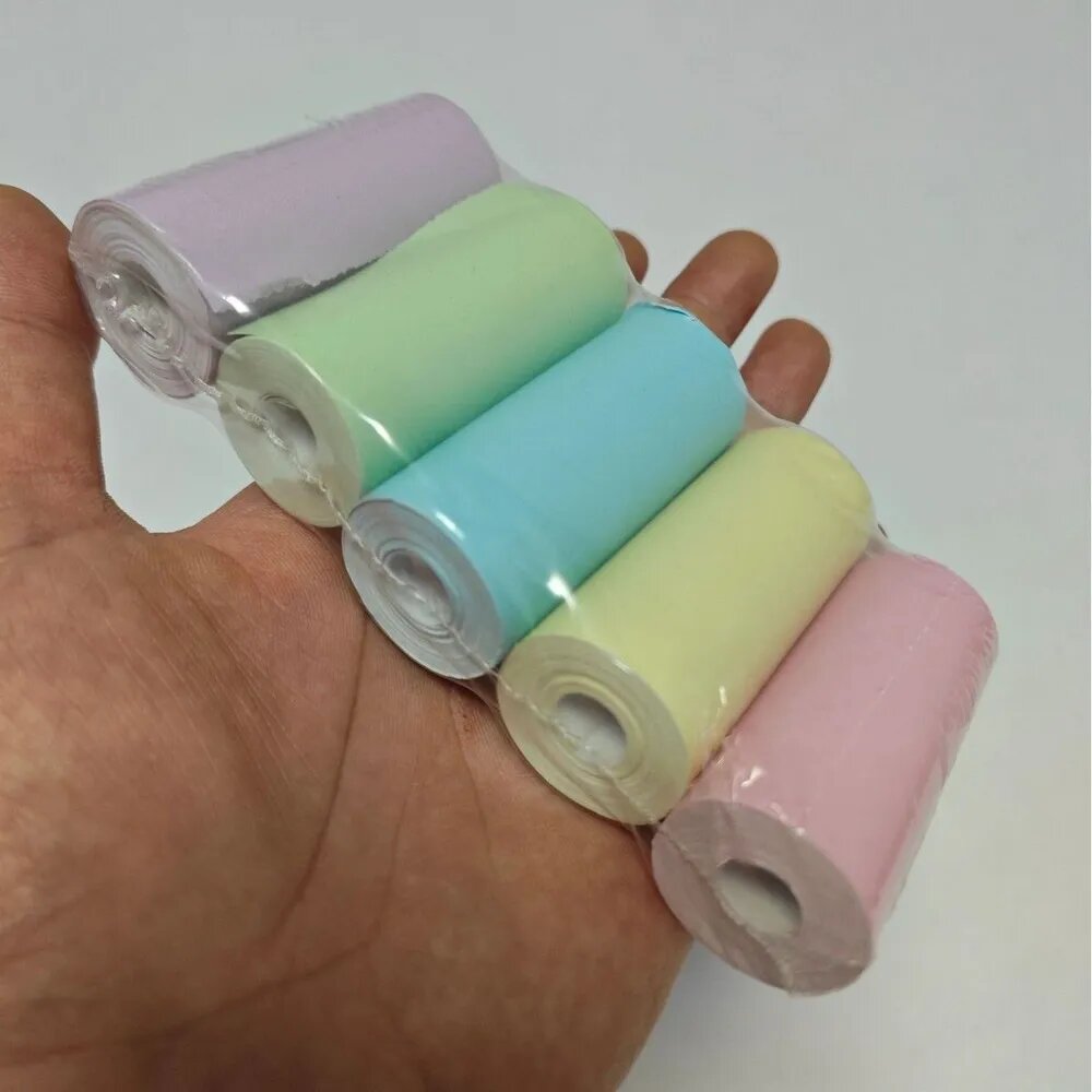 Фотобумага для термопринтера 3 рулона (голубой, желтый, розовый) 57мм x 25мм