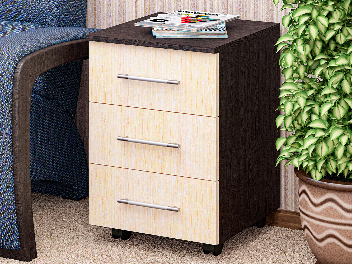 Тумба офисная пирамида комфорта Аргумент А-31, ЛДСП, с колёсиками