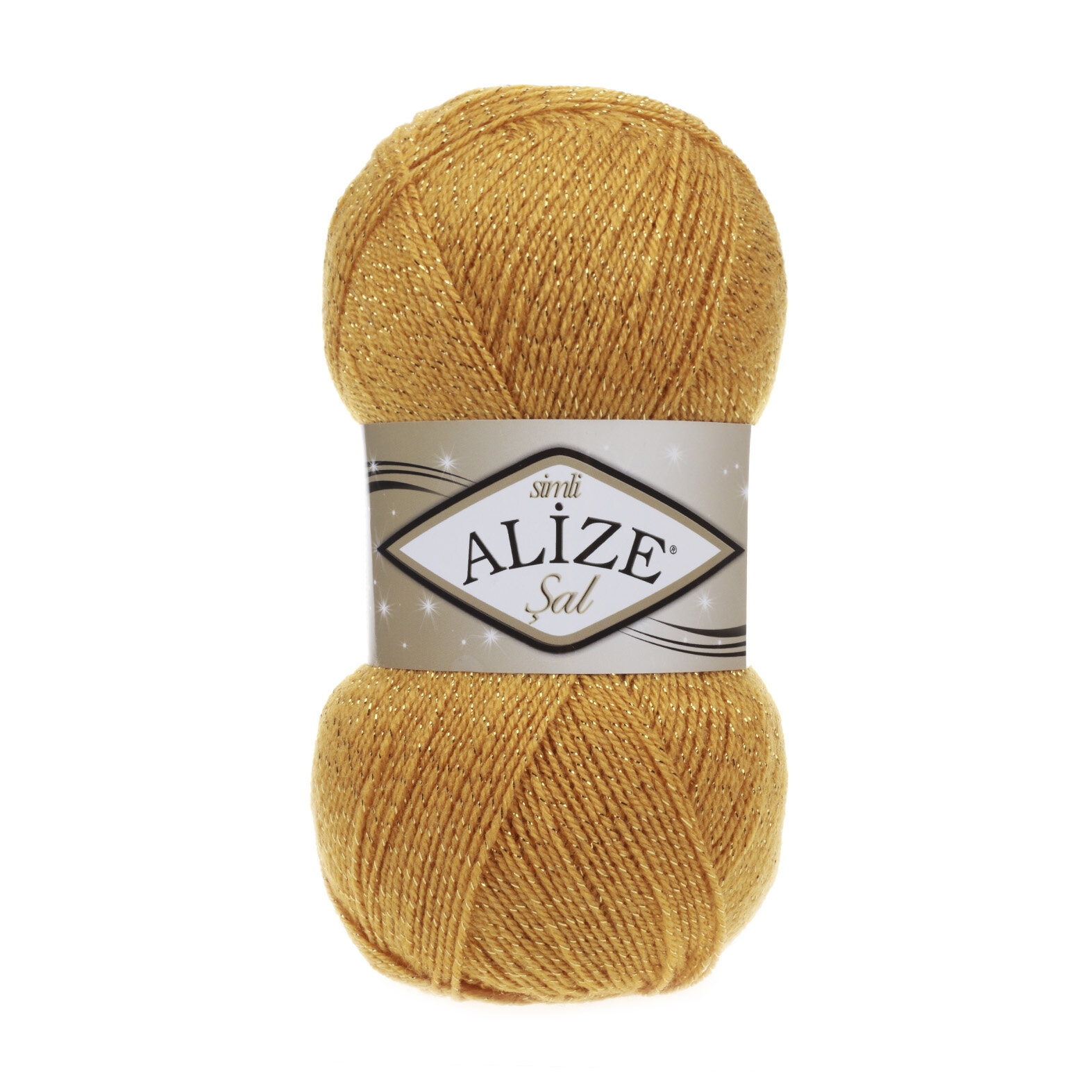 Пряжа для вязания Alize Sal simli 02 шафран 100 гр/460 м 5% металлик, 95% акрил