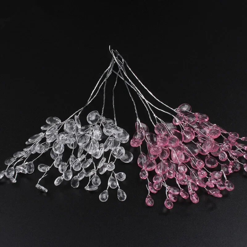 Искусственные цветы акриловые белые розовые 10 шт Mixed pink and white