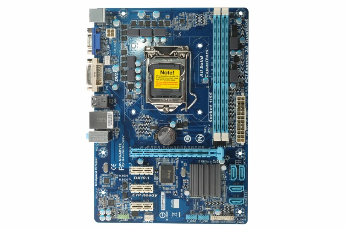 Мат. плата GIGABYTE GA-H61M-DS2V rev2.0/1 LGA1155 PCI-E+Dsub+DVI+GbLAN SATA MicroATX 2DDR