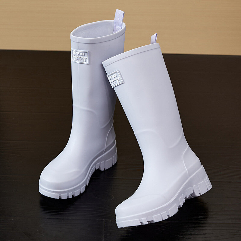 Женские резиновые сапоги, модные резиновые сапоги, высокие водонепроницаемые ботинки, водонепроницаемые сапоги для взрослых, нескользящая резиновая обувь, обувь на толстой подошвеРазмер обуви. EU:38