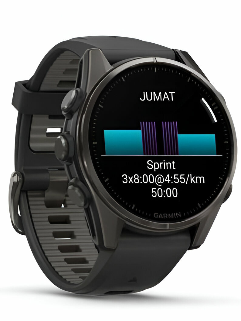 Умные часы Garmin fenix 8 43mm AMOLED Sapphire, Carbon Gray DLC Titanium with Black/Pebble Gray (010-02903-28)