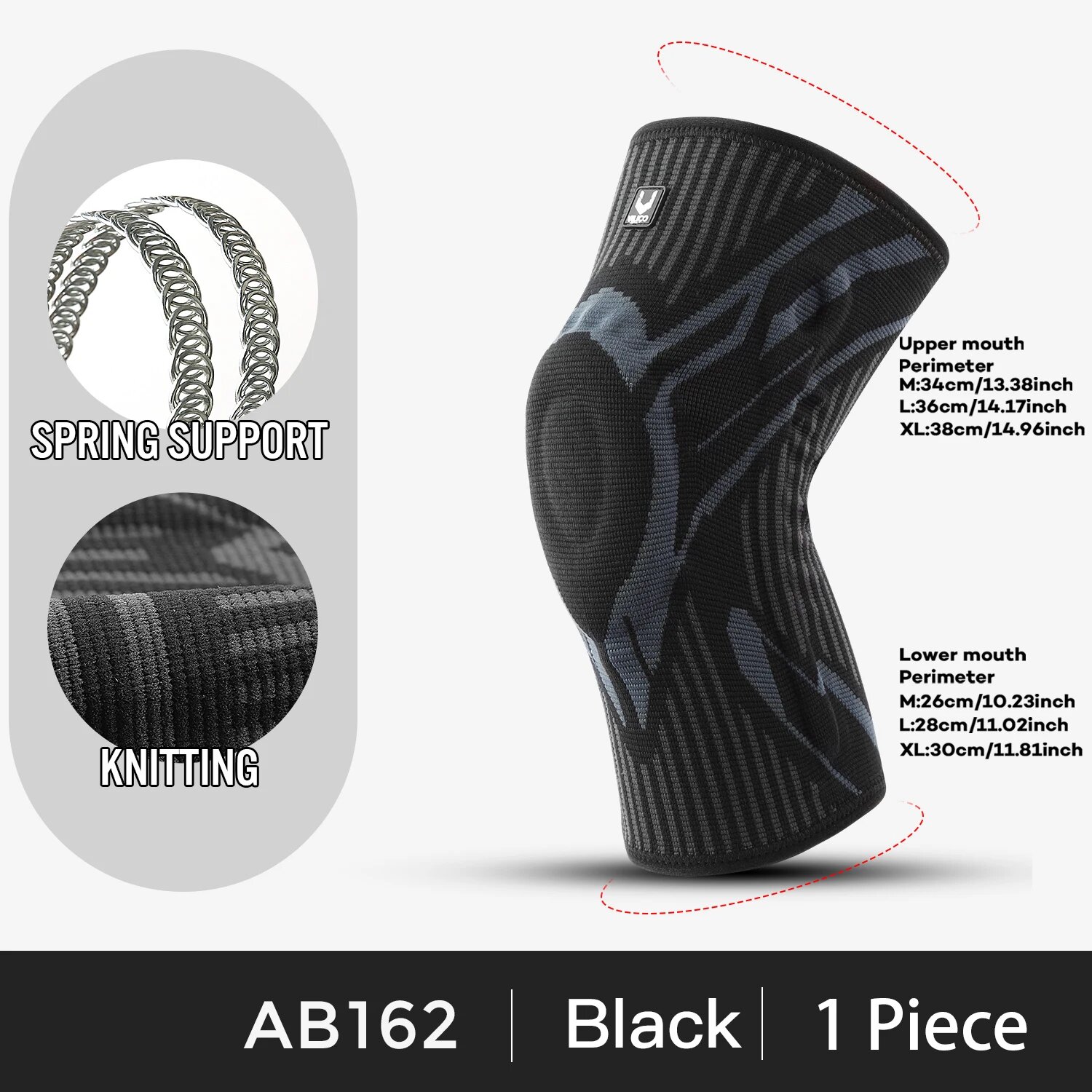 Компрессионный бандаж для колена AB162-BK, черный