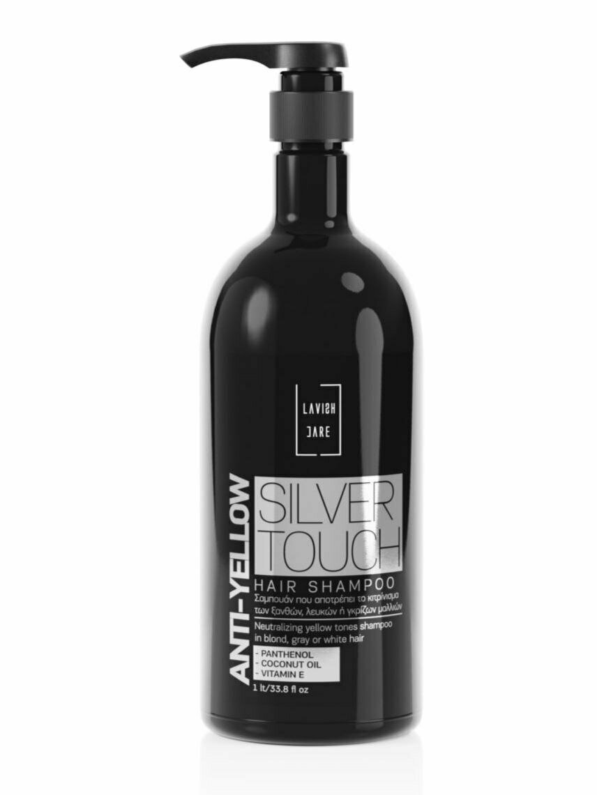 Lavish Care Шампунь для светлых и седых волос женский "Silver Touch Shampoo Anti-Yellow" с дозатором в комплекте, 1000 мл