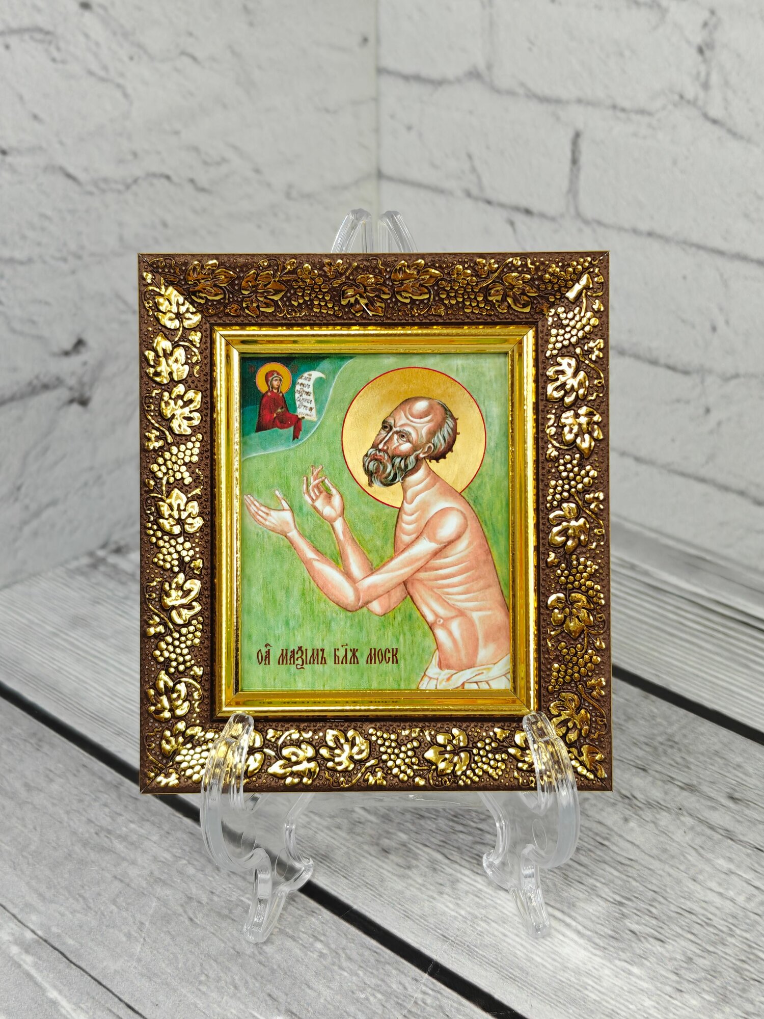 Икона Максим Московский, Блаженный, 8,5х10 см