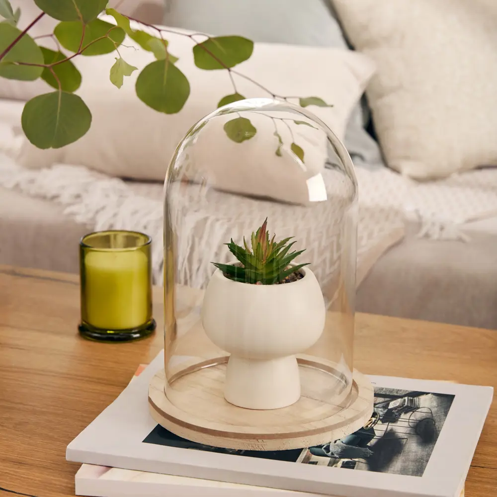 Ваза Dream River, овальная, 24см, стекло, колба, прозрачная, бежевая