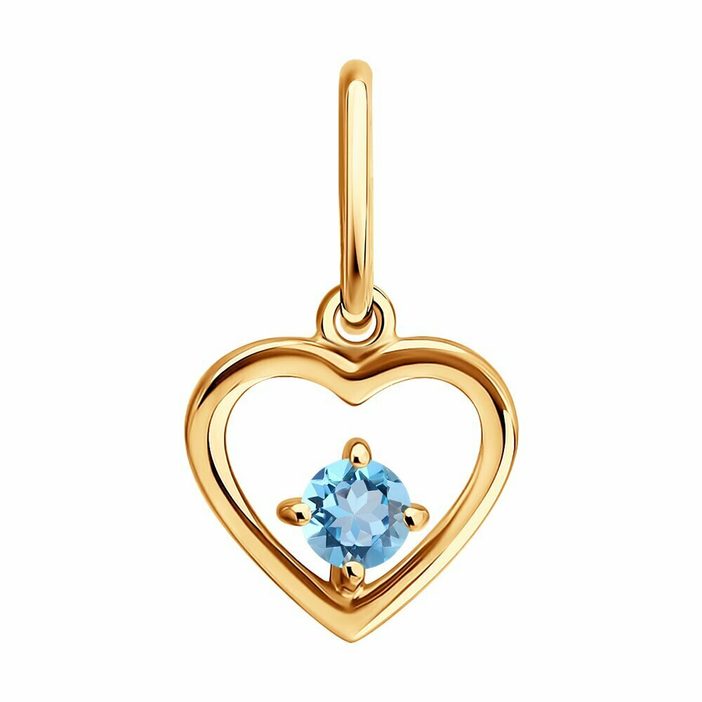 Подвеска, красное золото, 585 проба, топаз