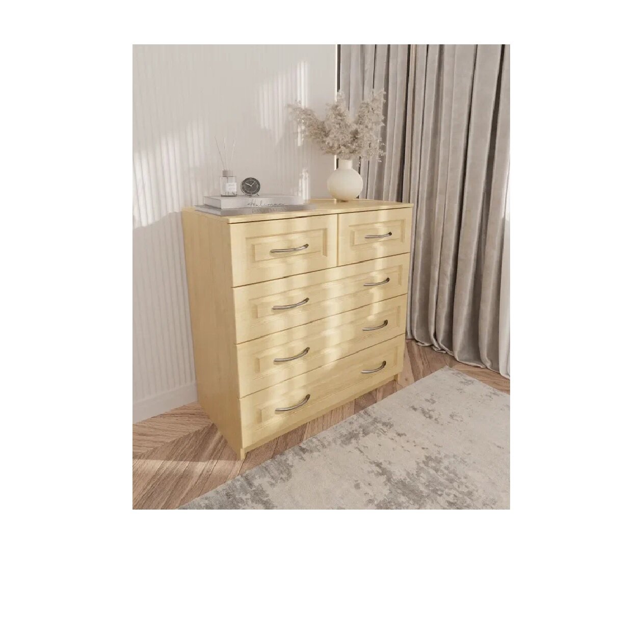 Комод Форест Лак, из сосны, 5 ящиков на шариковых направляющих, 90х45x100 см.