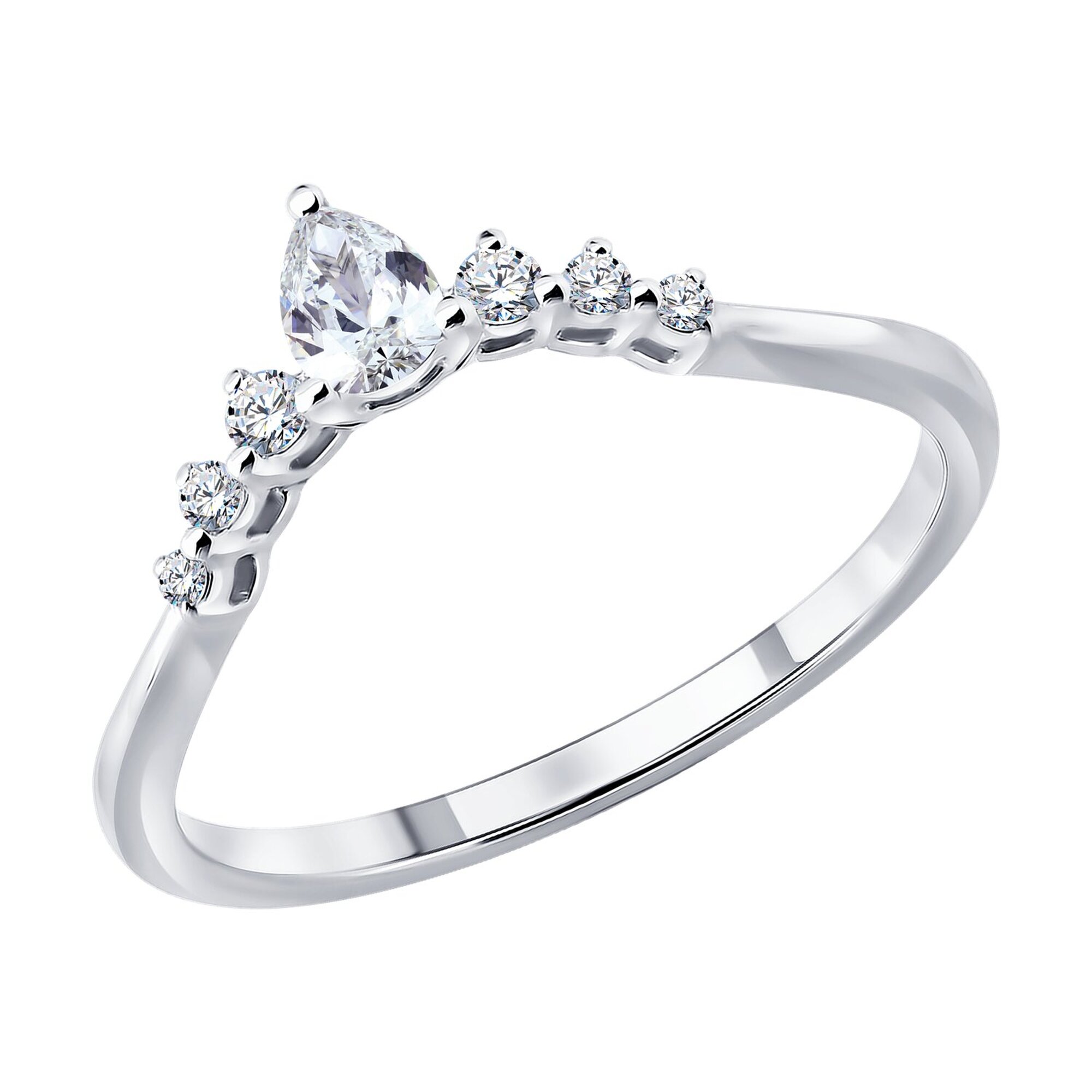 Кольцо, серебро, 925 проба, родирование, бриллиант выращенный