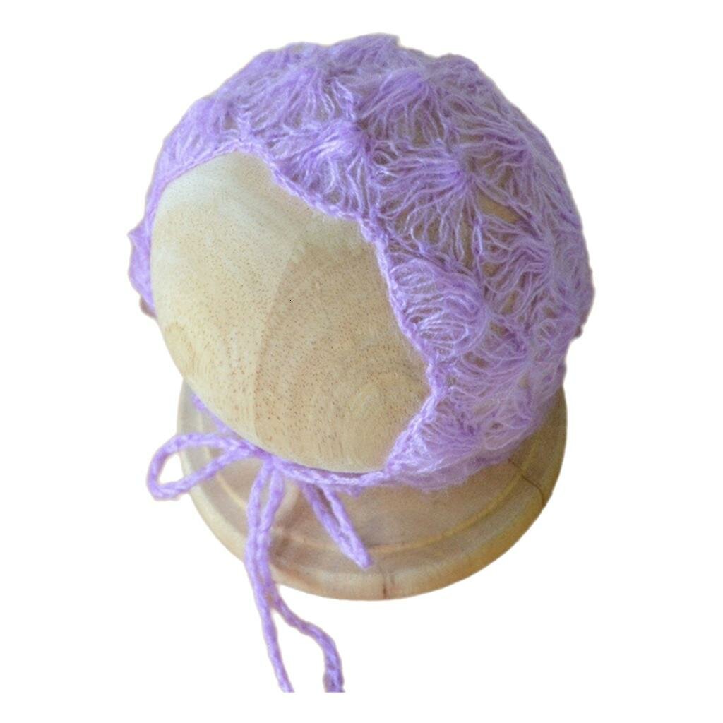 Мохеровая шапочка для фотосъёмки младенцев, Светло-фиолетовый