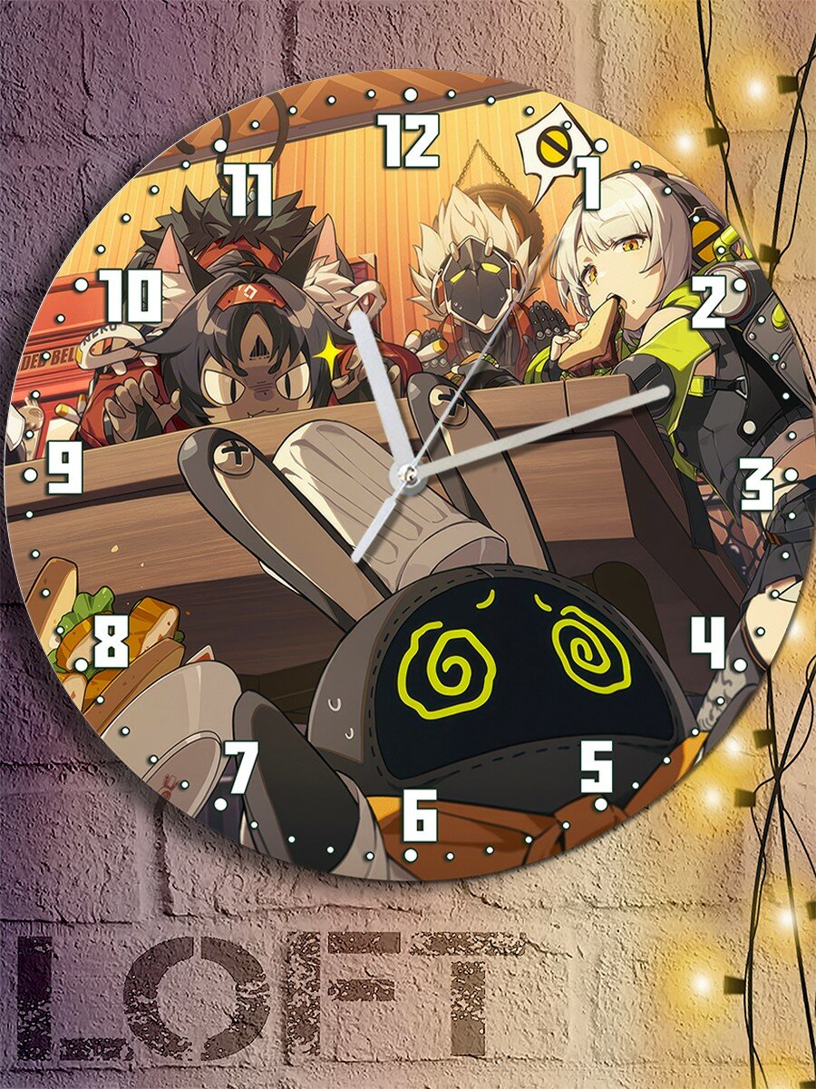 Настенные часы УФ с принтом игра Zenless zone zero (zzz, Зенлесс зон зиро, ззз, Нэкомата, Энби, Билли, аниме, экшен) - 7520