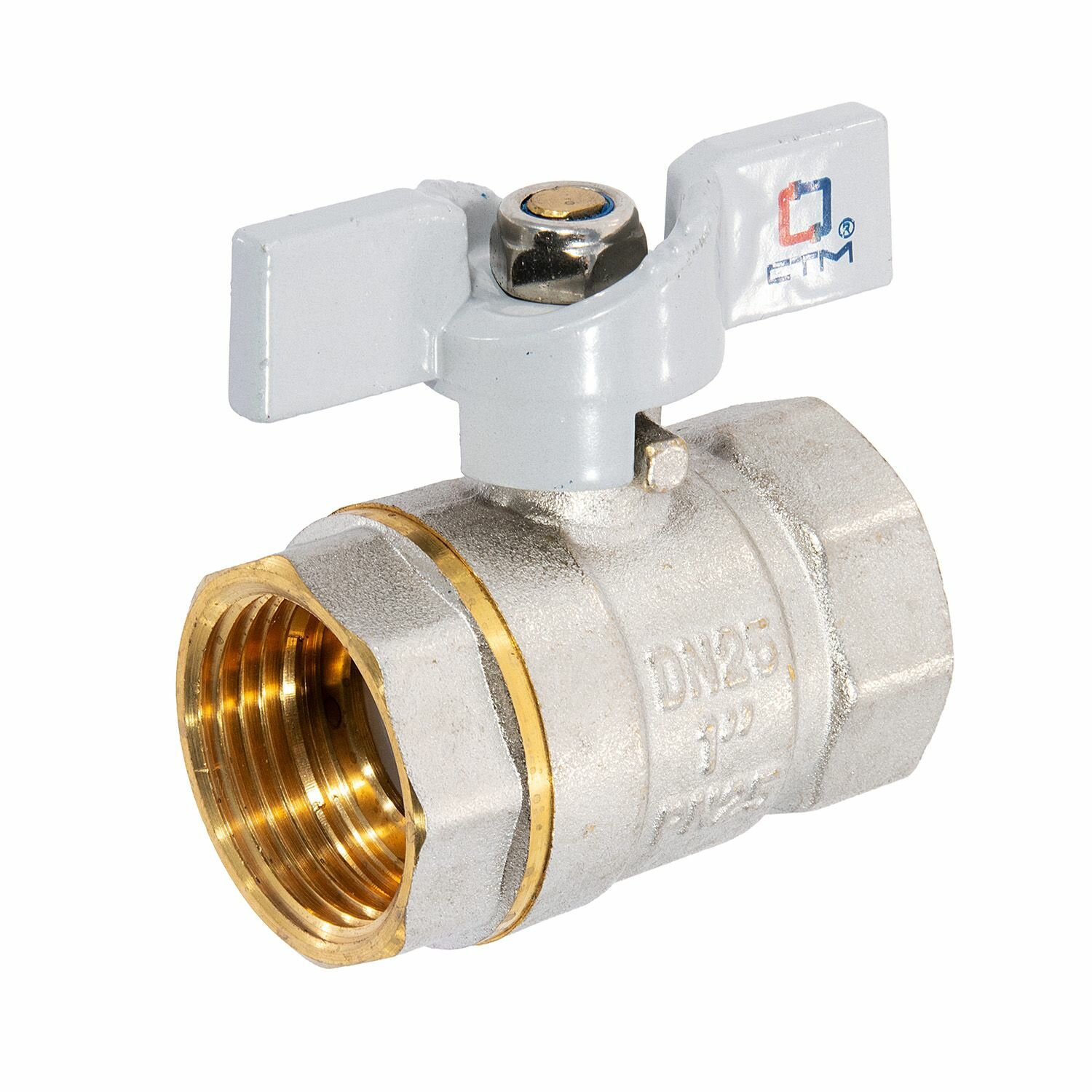 Кран шаровый СТМ Муфта-муфта, ручка бабочка, латунный корпус, диаметр 1 дюйм CWFFB001