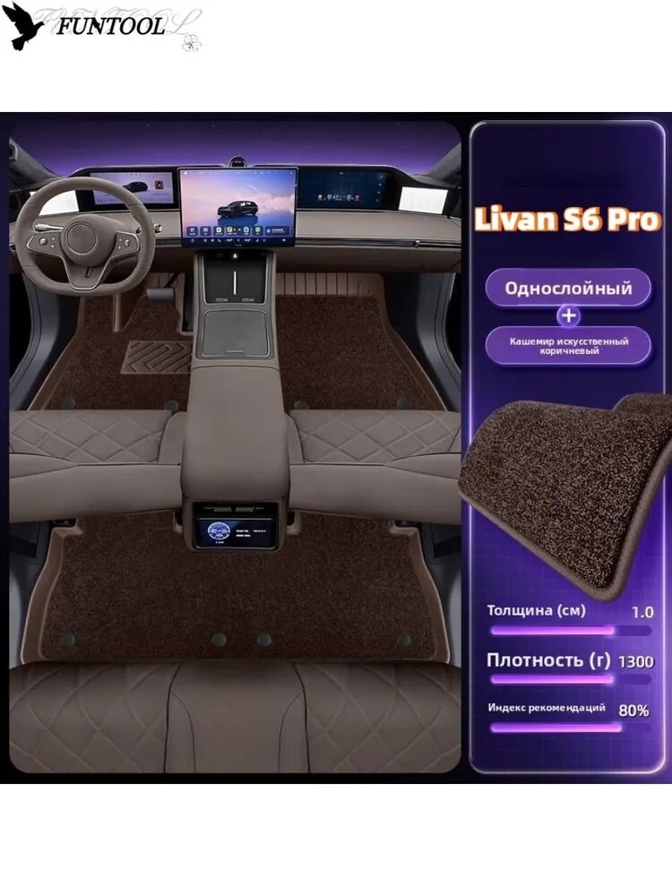 LIVAN Коврики в салон автомобиля, Термопластический эластомер (TPE), 6 шт.