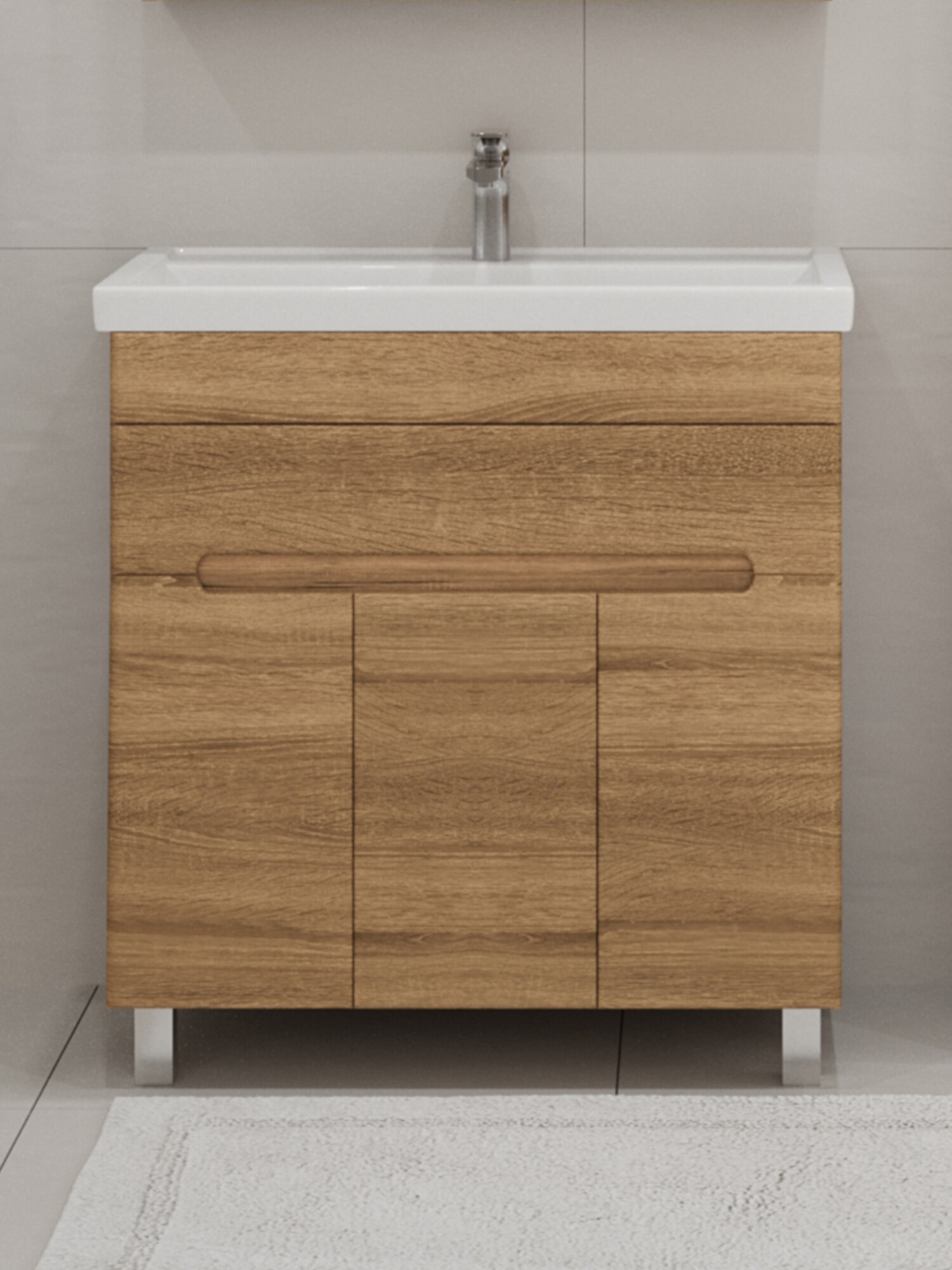 Тумба напольная SanStar Модена 80 с раковиной Фостер 80 (комплект) для ванной комнаты, Gold Craft