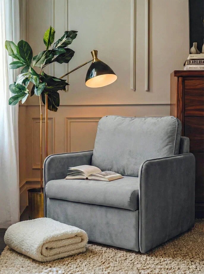 Раскладное кресло Брендосс кресло кровать 801 износостойкий велюр, цвет серый