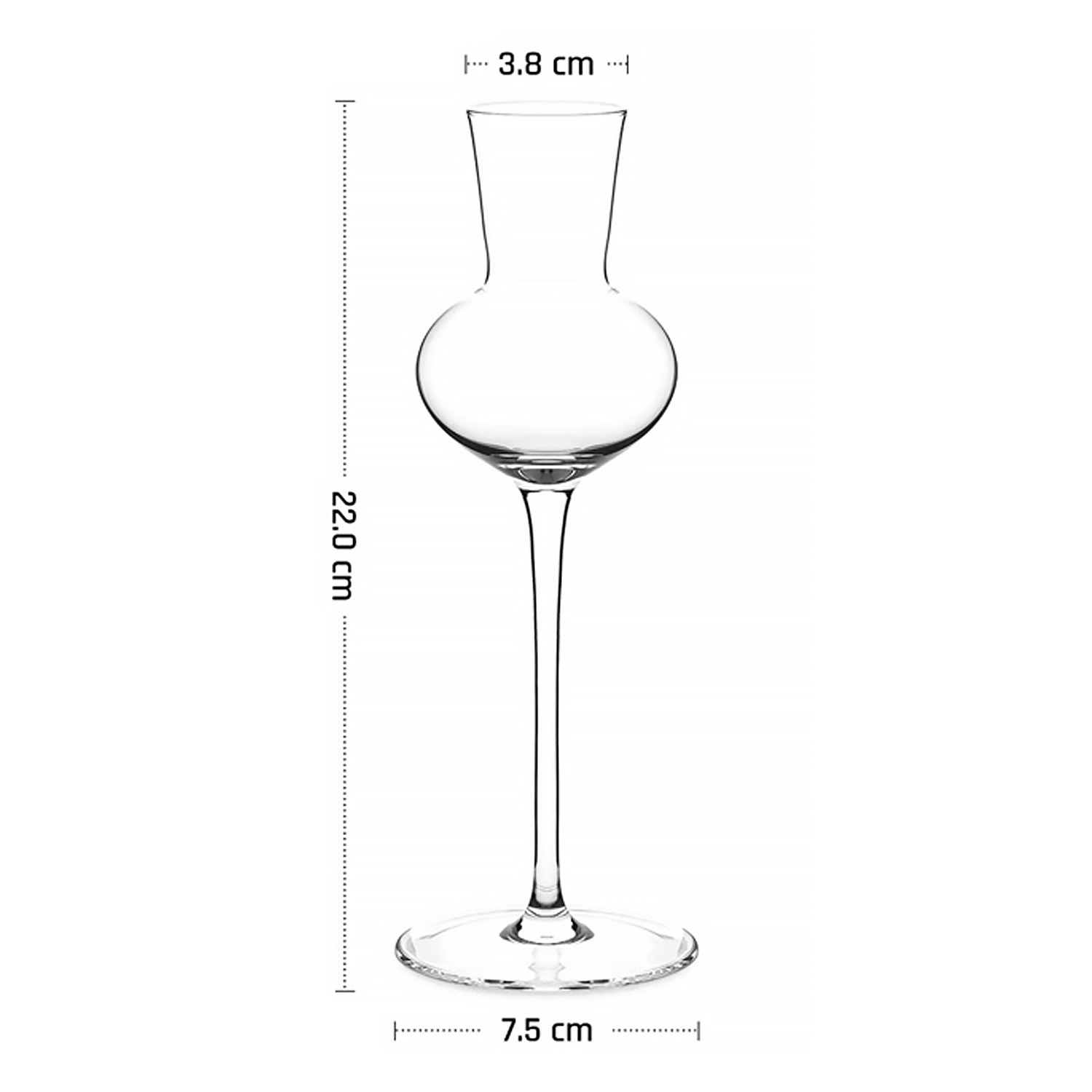 Рюмка для граппы MGline изящная, хрустальное стекло 130мл 2шт бокал для хереса, кальвадоса, рома