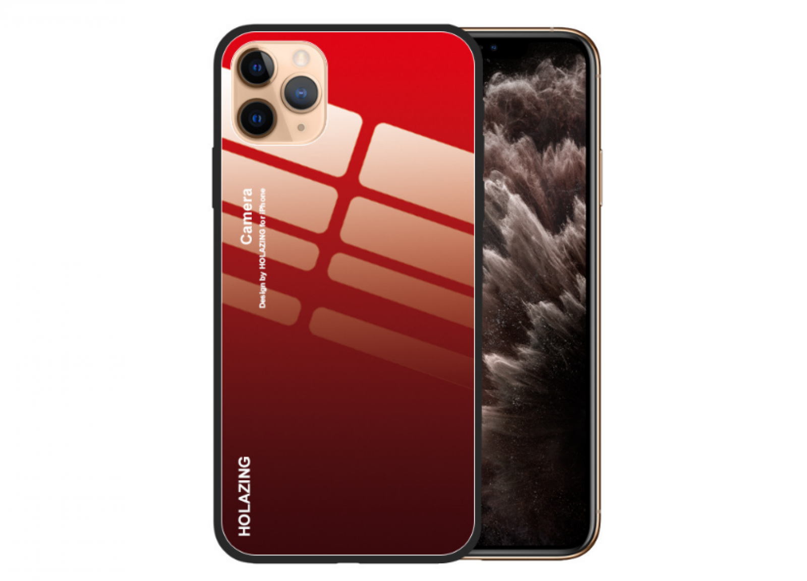 Чехол-бампер MyPads для iPhone 11 из закаленного стекла с зеркальным красным градиентом