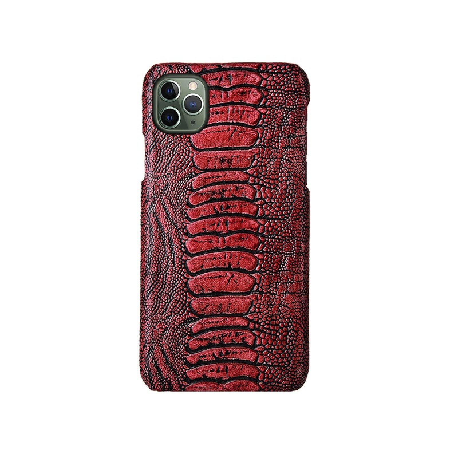 Чехол-накладка MyPads Premium для iPhone 11 из натуральной кожи страуса бордового цвета