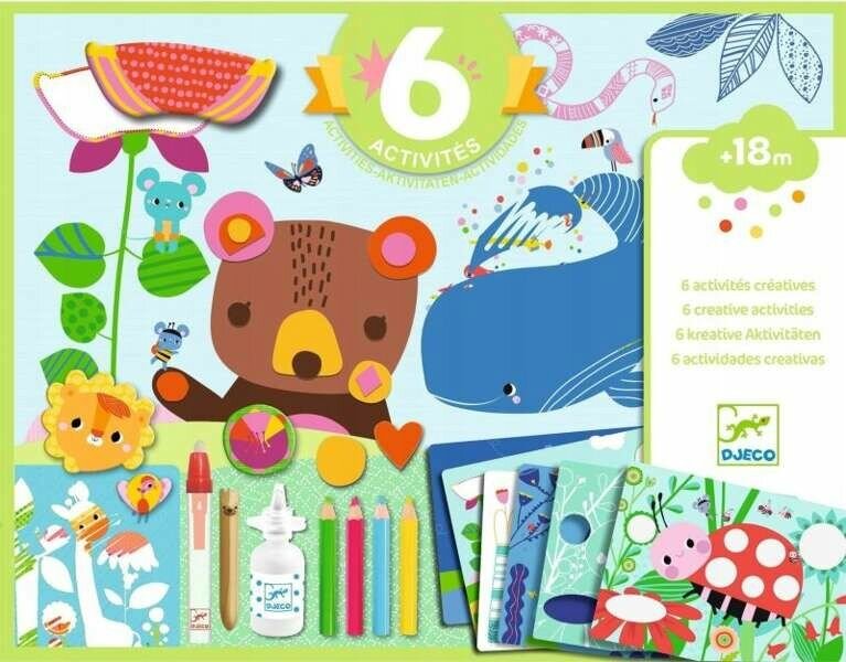 Набор для творчества Djeco - Набор из 6 видов художественных занятий "Мишка и друзья" - DJ09295