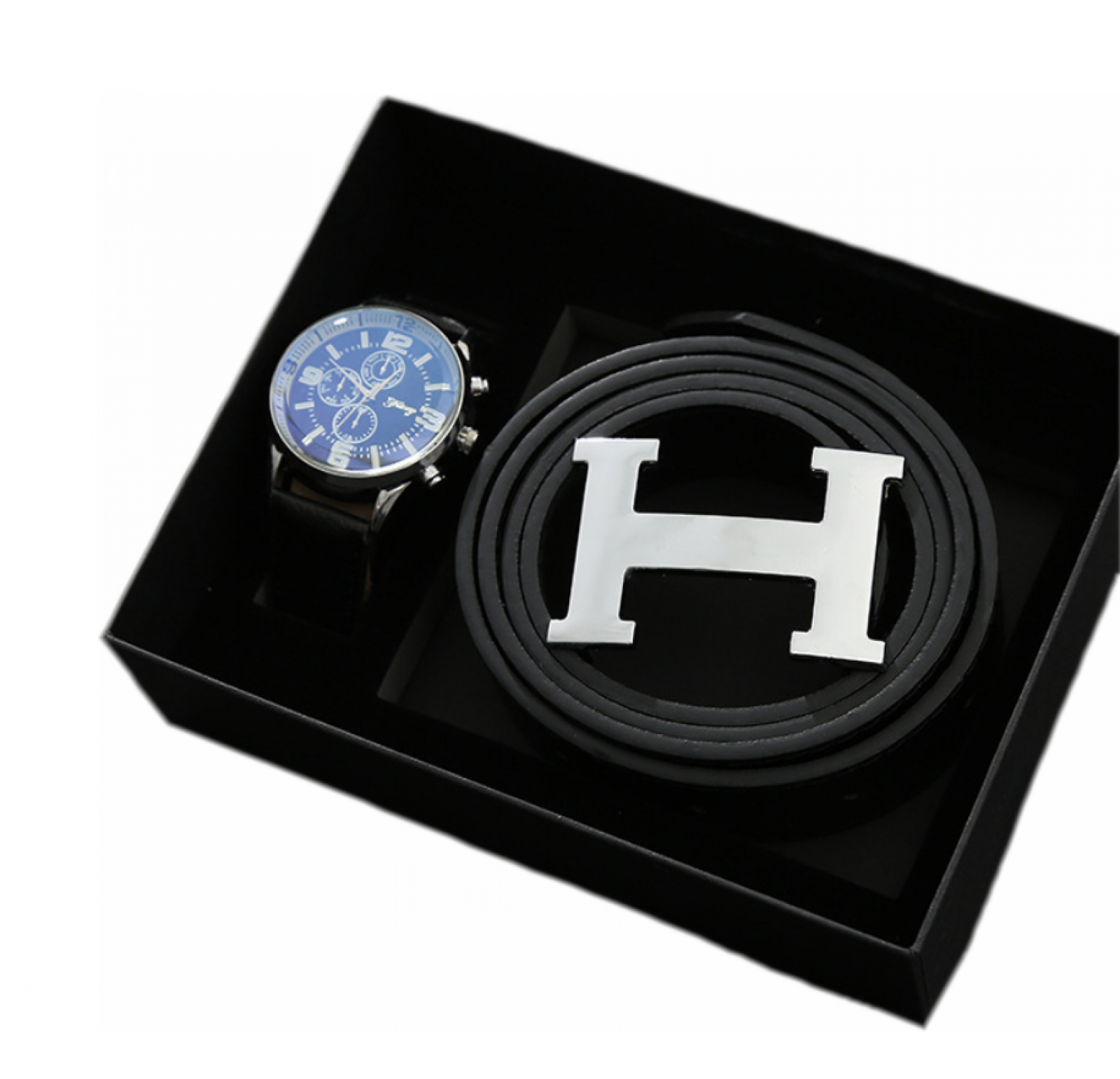 Подарочный набор MyPads M-A06028 с водонепроницаемыми кварцевыми часами и ремнём из эко-кожи