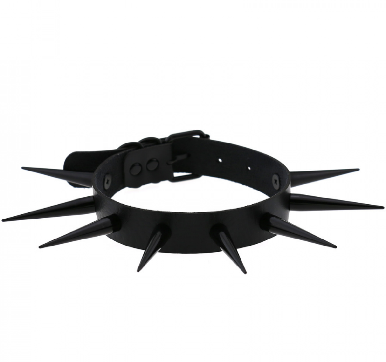 Чокер MyPads из эко-кожи с большими металлическими черными шипами в Панк, Рок, Байкер, Готик стилях