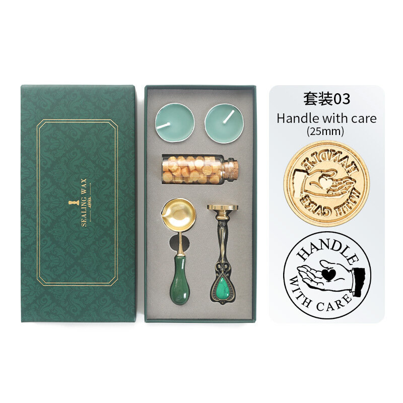 Оптовая продажа от производителя: Набор для печатей из воска, набор восковых бусин, одноголовочный набор для печатей из воска в темно-зеленом цвете.