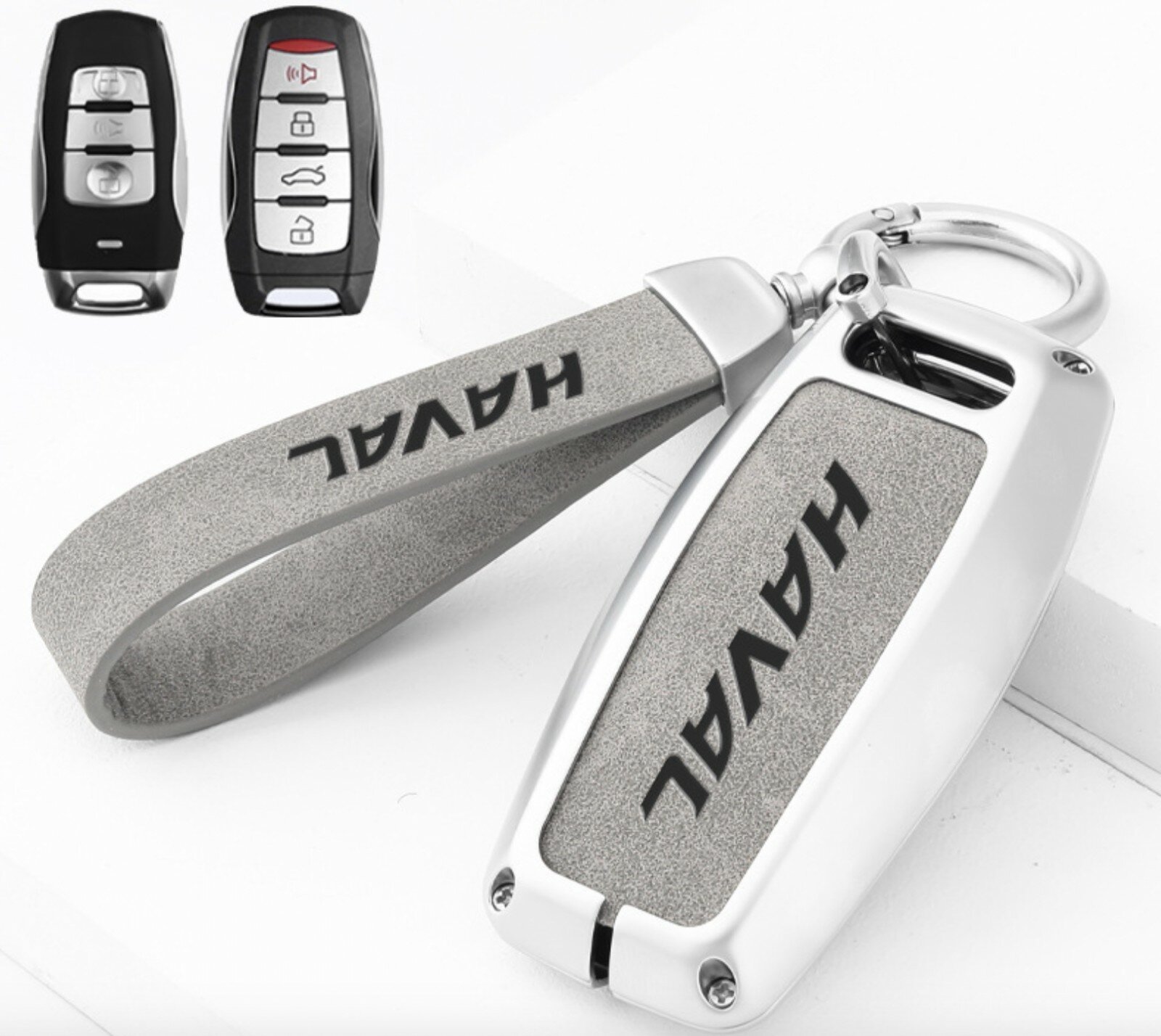 Металлический чехол MyPads M-236804 серый-серебро для автомобильных ключей HAVAL и GWM