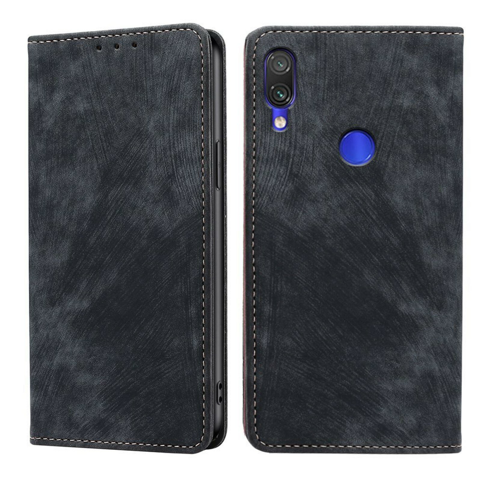 Чехол-книжка MyPads для Xiaomi Redmi Note 7 с мягким прикосновением черный