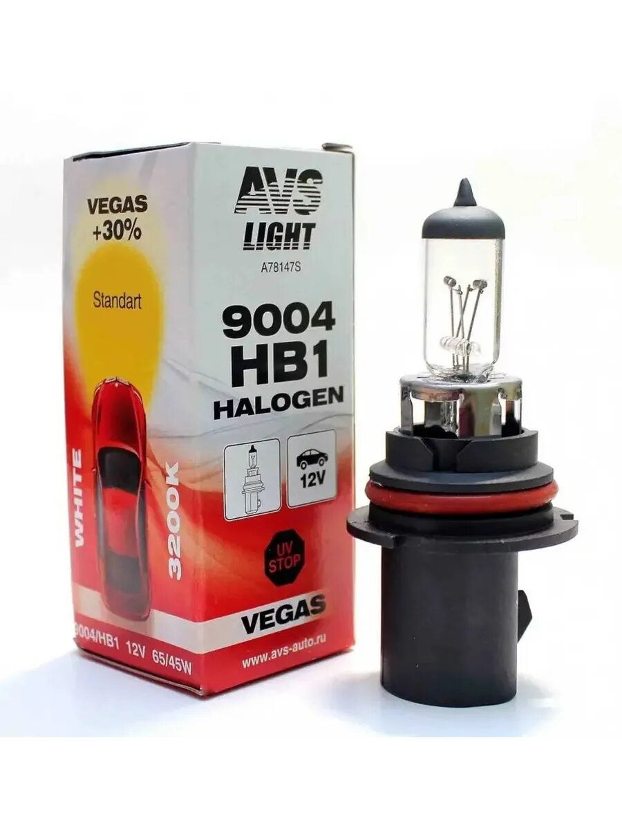 Галогенная лампа AVS Vegas HB1, 9004, 12 V, 65/45 W, 1 шт.