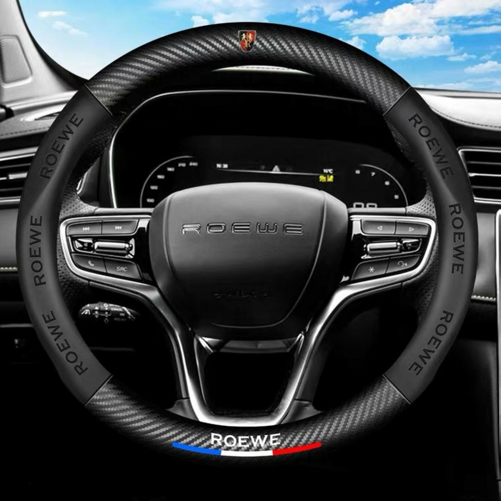 Оплетка-чехол на руль MyPads для Roewe RX5 I6 ERX5 I5 RX8 RX3 MG6 ZS EV EZS HS EHS из натуральной кожи с углеродными элементами