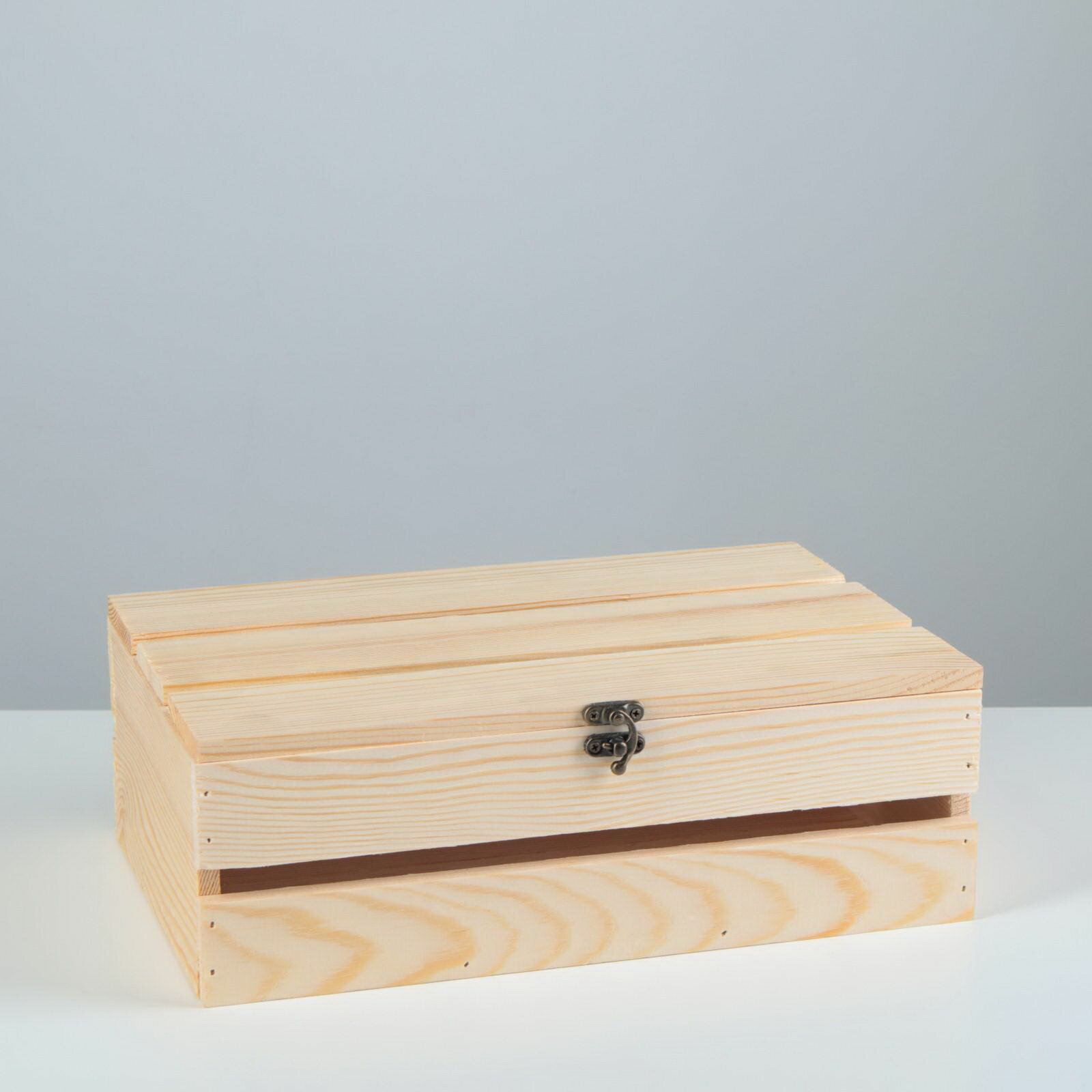 Подарочный ящик, 30x20x10 см, деревянный, с крышкой и замком