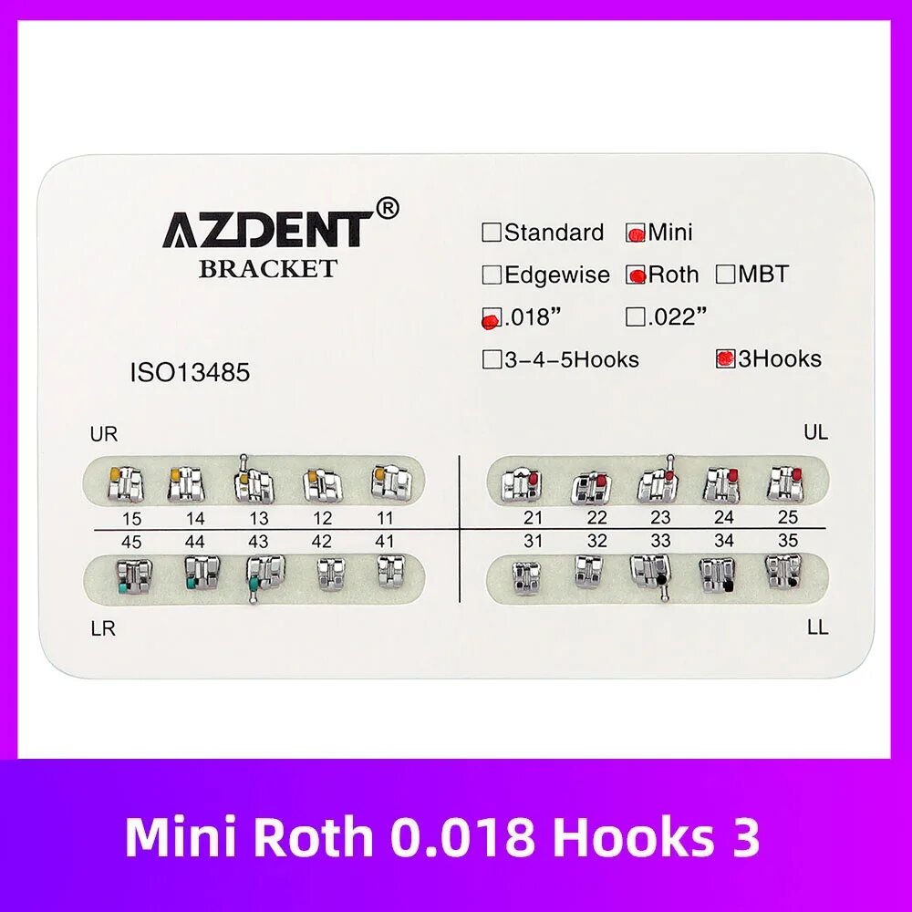Брекеты AZDENT Mini Roth 0.018 3 Hooks