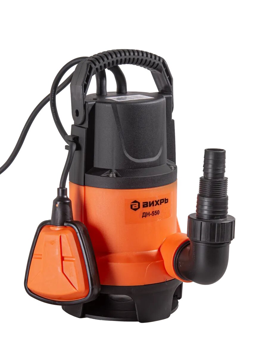 Насос дренажный Вихрь ДН-550, 550 Вт, 217 л/мин, G1 1/2 дюйм, средний уровень загрязнённости воды