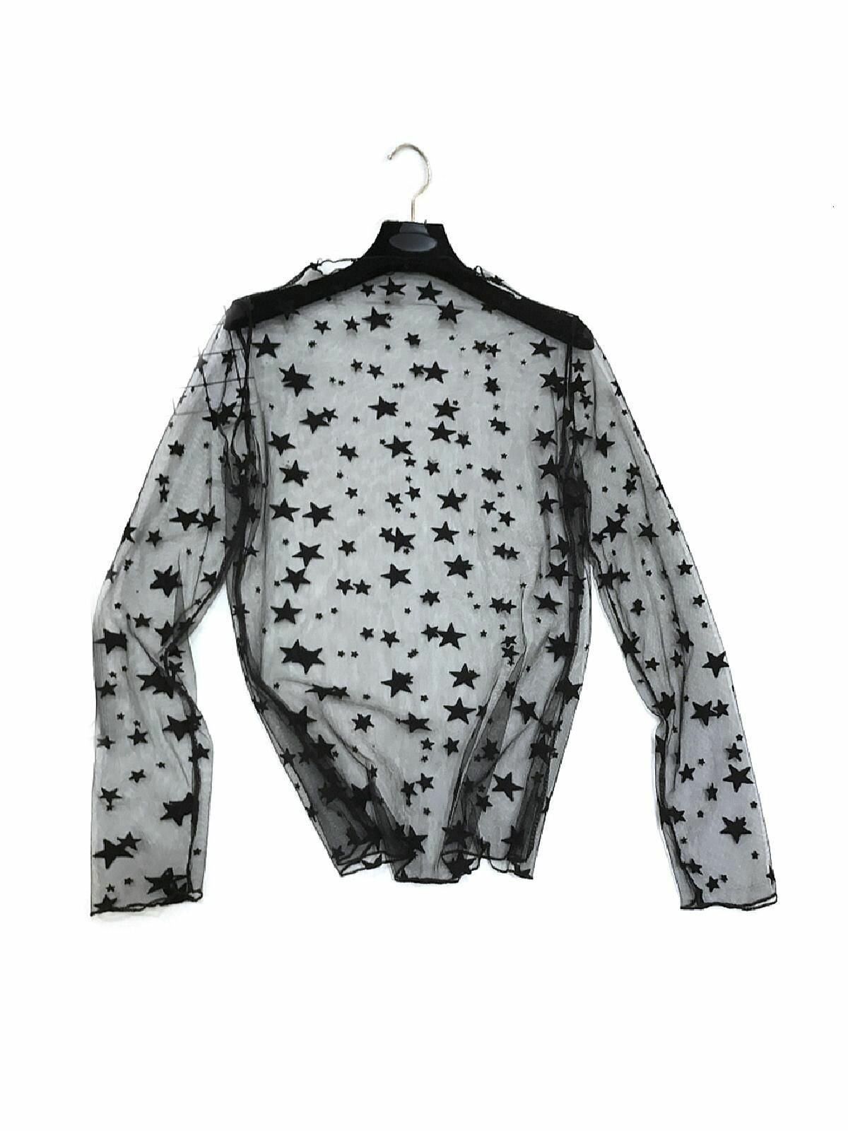 Женская весенняя прозрачная сетчатая блузка с кружевным узором, пятиконечная звезда