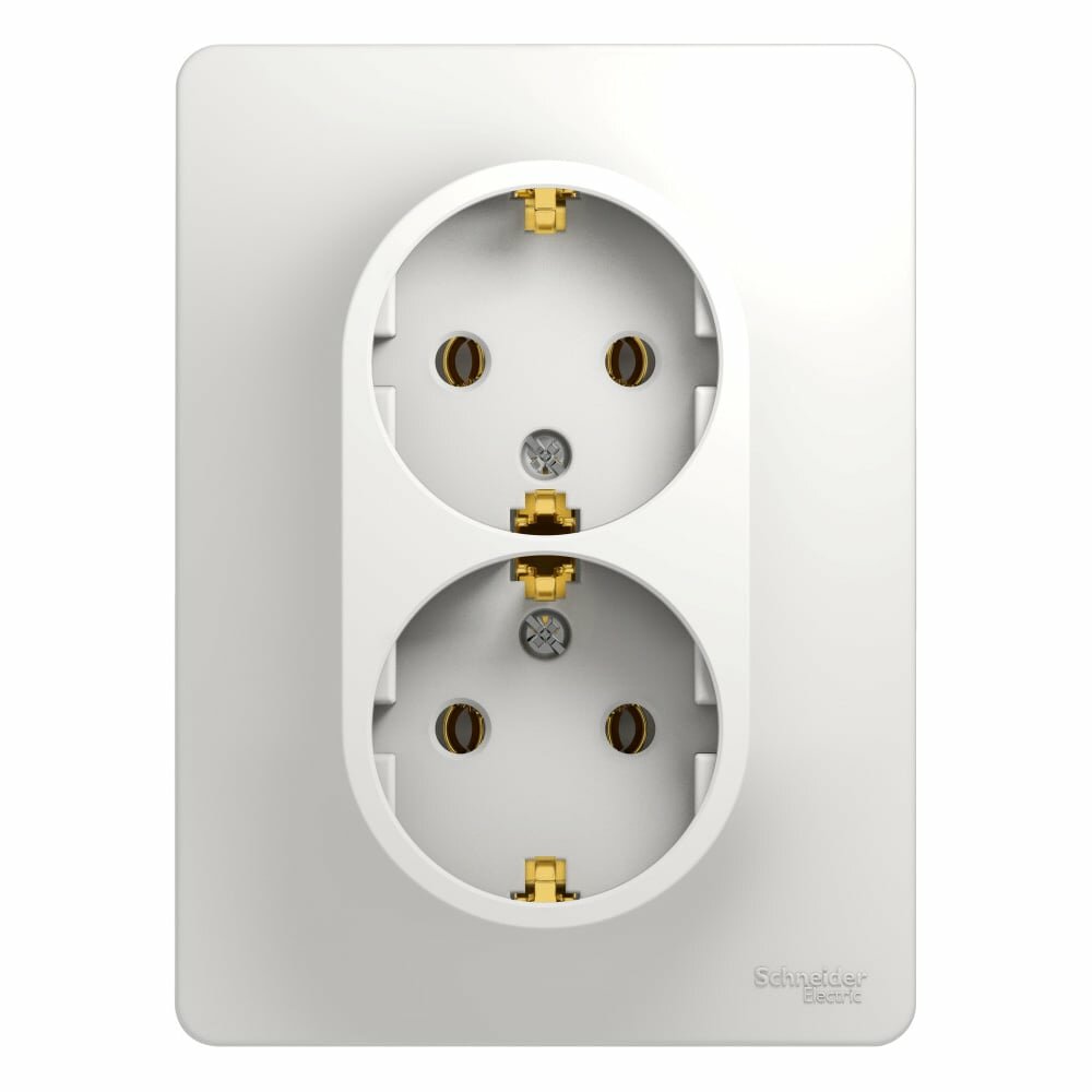 Двухместная розетка Systeme Electric СП Glossa с заземлением, в сборе белая GSL000124
