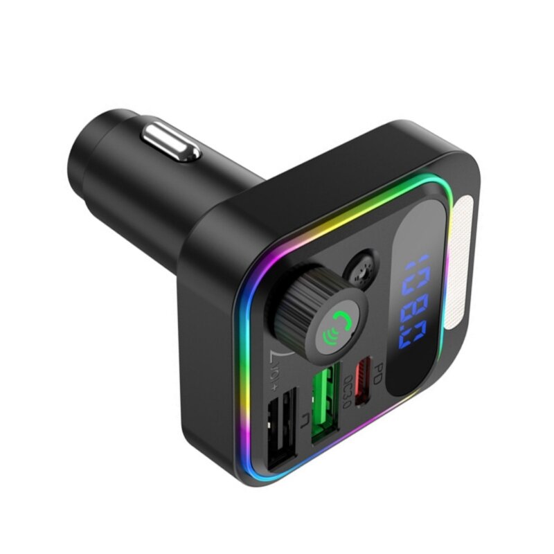 Автомобильный Bluetooth-совместимый FM-передатчик 5.3 С Адаптером Быстрой зарядки QC3.0 PD20W И Светодиодным Дисплеем Со Входом 12-24 В