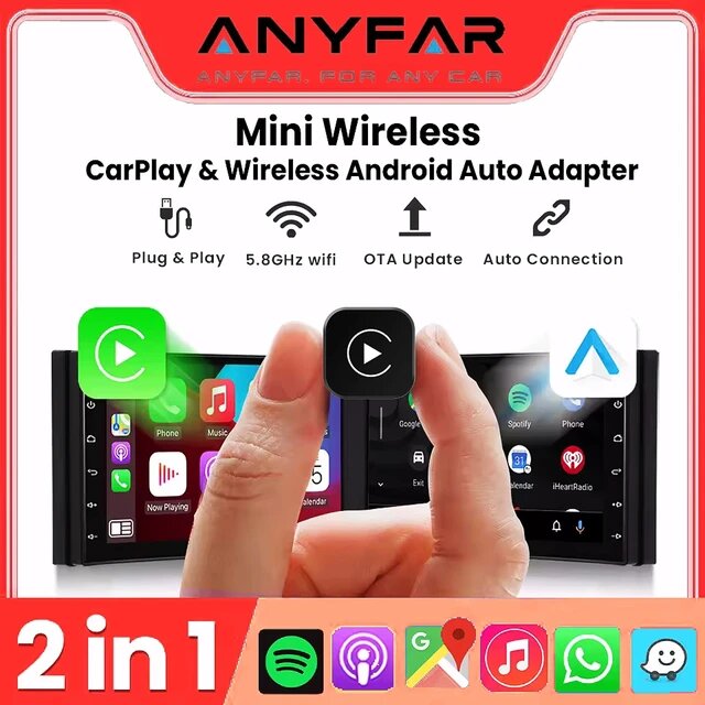 Беспроводной адаптер CarPlay для MG ZS EV MULAN MG4 MG5 EHS MARVEL R MAXUS Android Auto, беспроводной смарт-адаптер 2-в-1