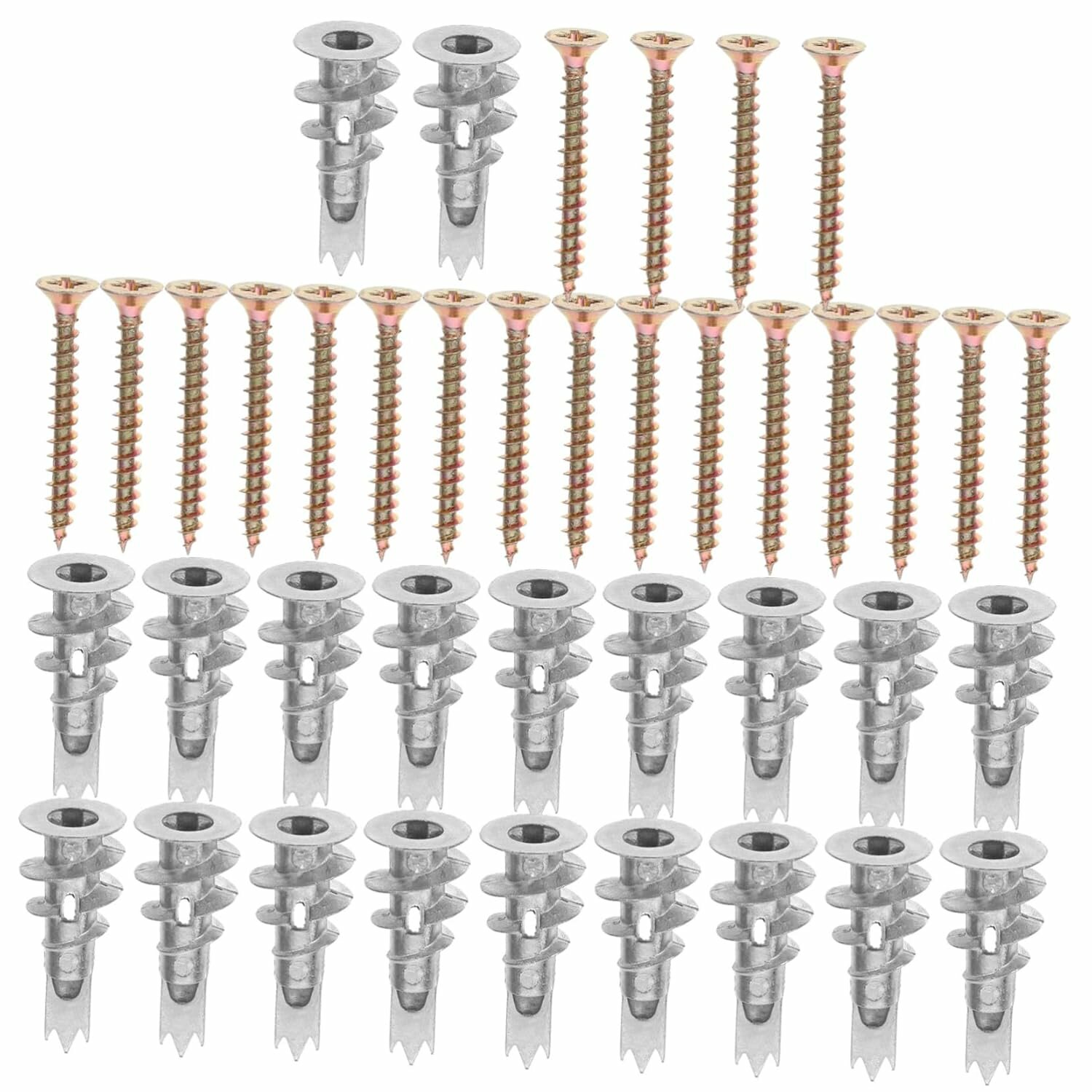 20 комплектов анкеров для гипсокартона, сверхмощные настенные анкеры, спиральные расширительные дюбели, самосверлящие ви