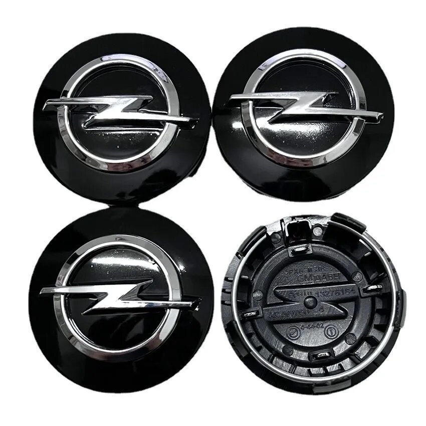 Колпак ступицы колеса для Opel, комплект 4 шт, 54/45 мм, черные, ABS-пластик, заглушки