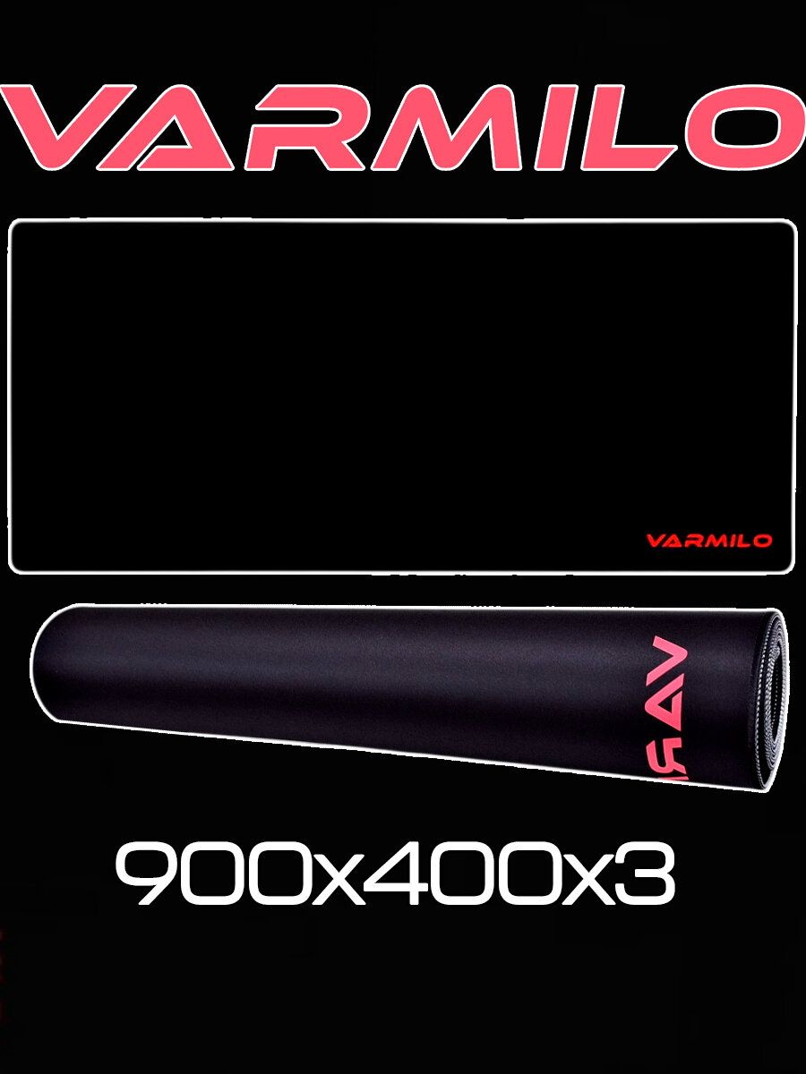 Игровой коврик Varmilo Black Deskmat, прошитые края, черный, 90 см x 40 см