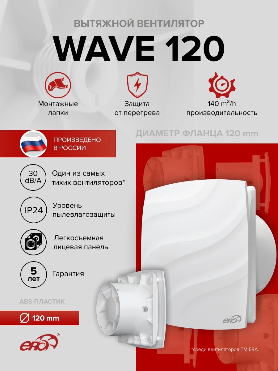 Вентилятор накладной WAVE D120 ERA