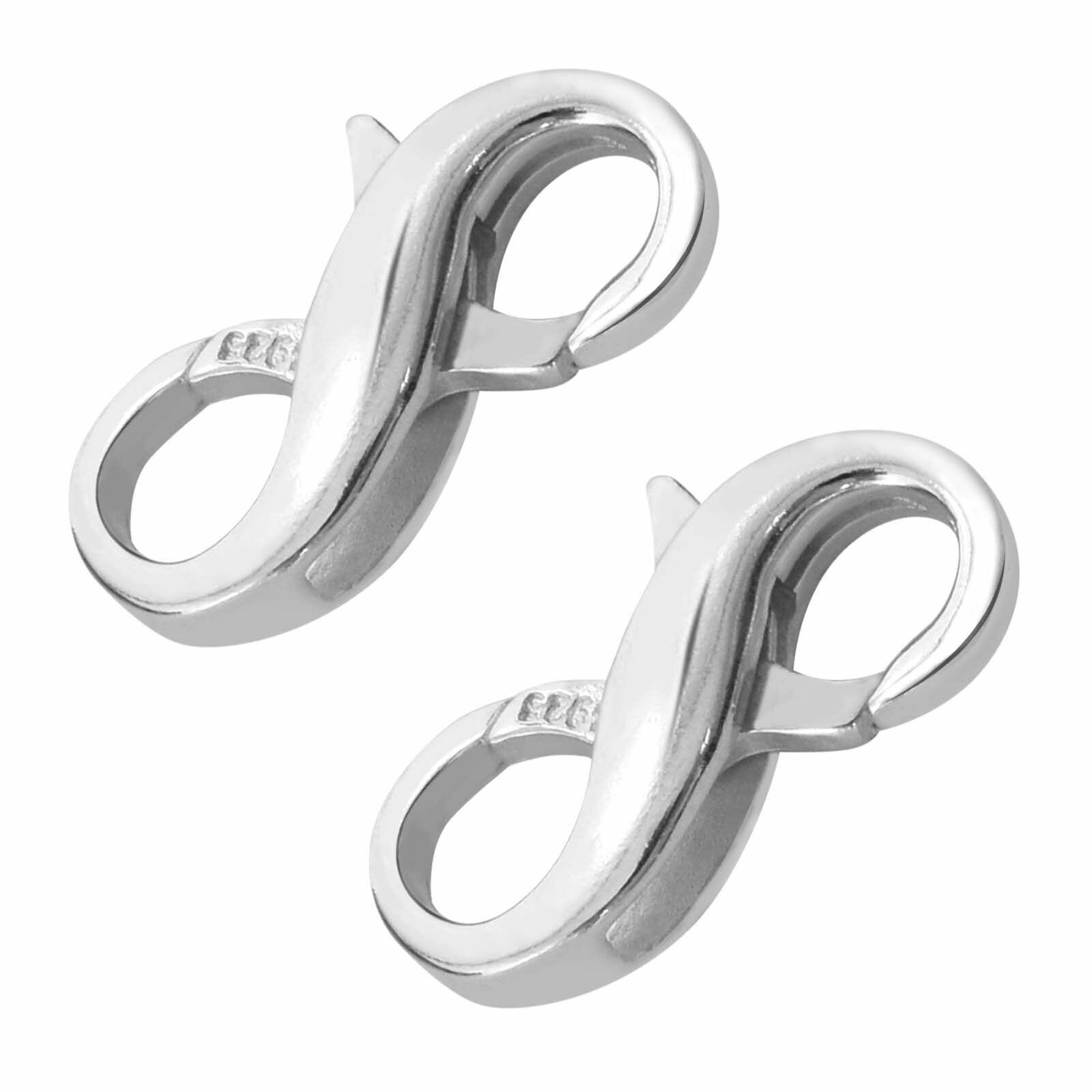Застежка-карабин для браслета из 925 стерлингового серебра, 2 штуки
