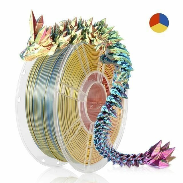 Иластик для 3д принтера 3D Silk PLA новая 3-цветная коэкструзионная тройная радужная нить 3D-печати пластик Радужный градиент 1.75mm 1кг