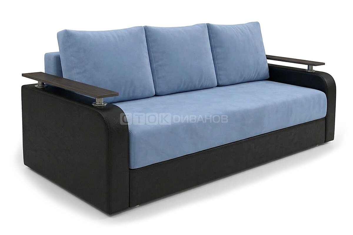 Диван Сток Диванов Марракеш, синий велюр, 225 см, механизм еврокнижка, с ящиком для хранения