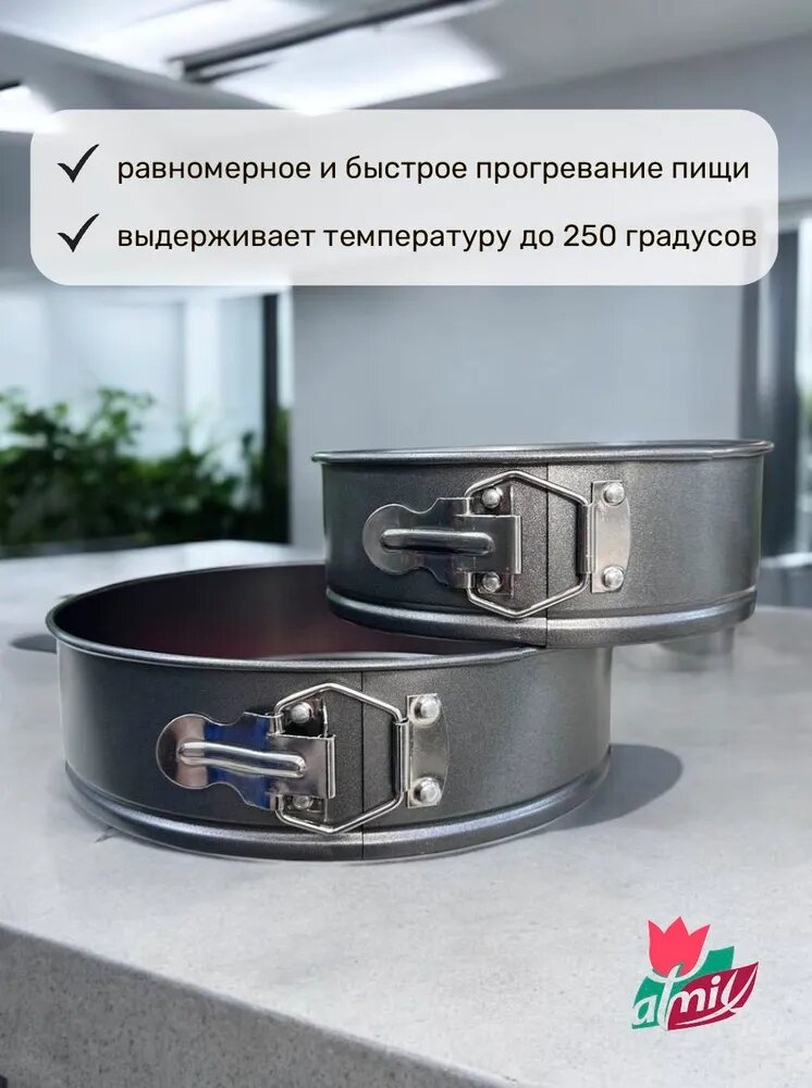 Форма для выпечки ATMIX с антипригарным покрытием, круглая, 24 см х 6.8 см — фото 1