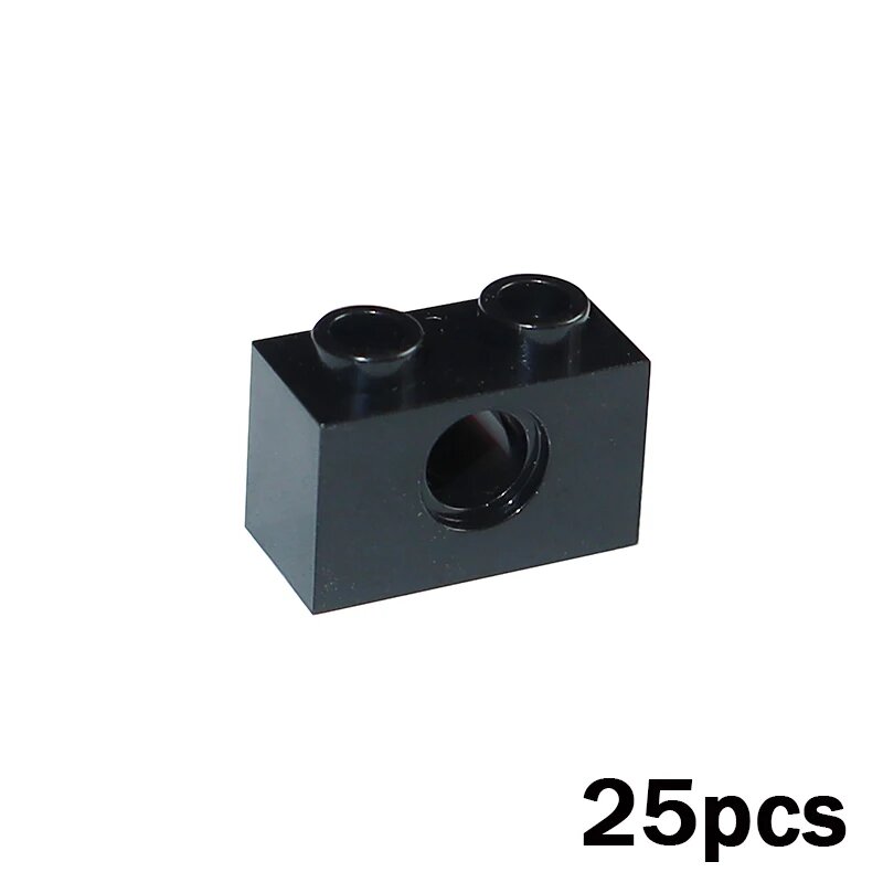Блочный конструктор 1x2 с отверстием, черный, 25 шт