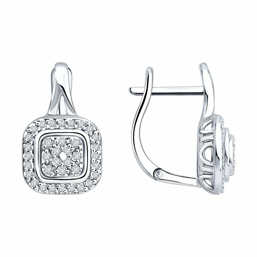 Серьги, белое золото, 585 проба, бриллиант